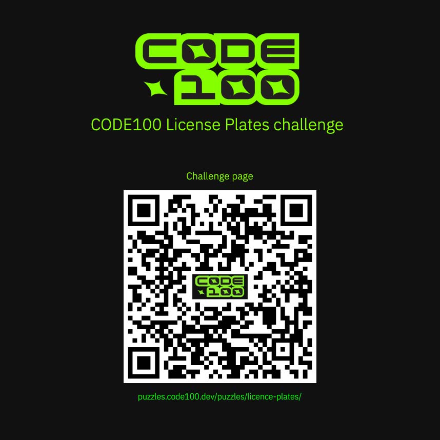 CODE100 Challenge - 'The License Plate' Challenge Solution and Winners